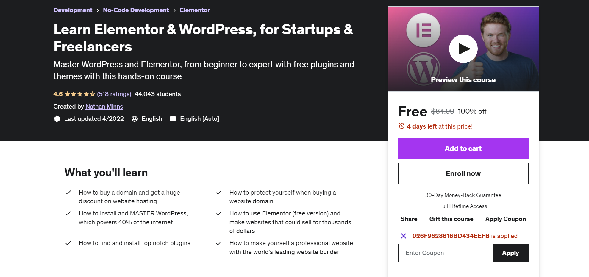 FREE Wordpress x Elementor Course! — Molongski - Buymeacoffee