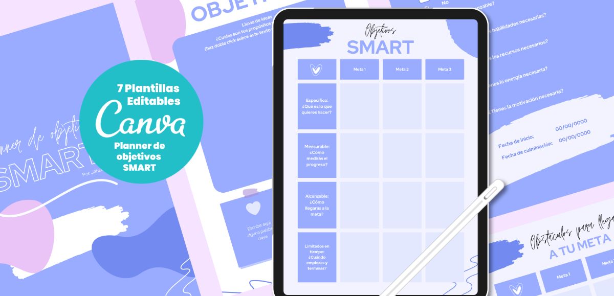 Planner de objetivos SMART en español editable en Canva - Buymeacoffee