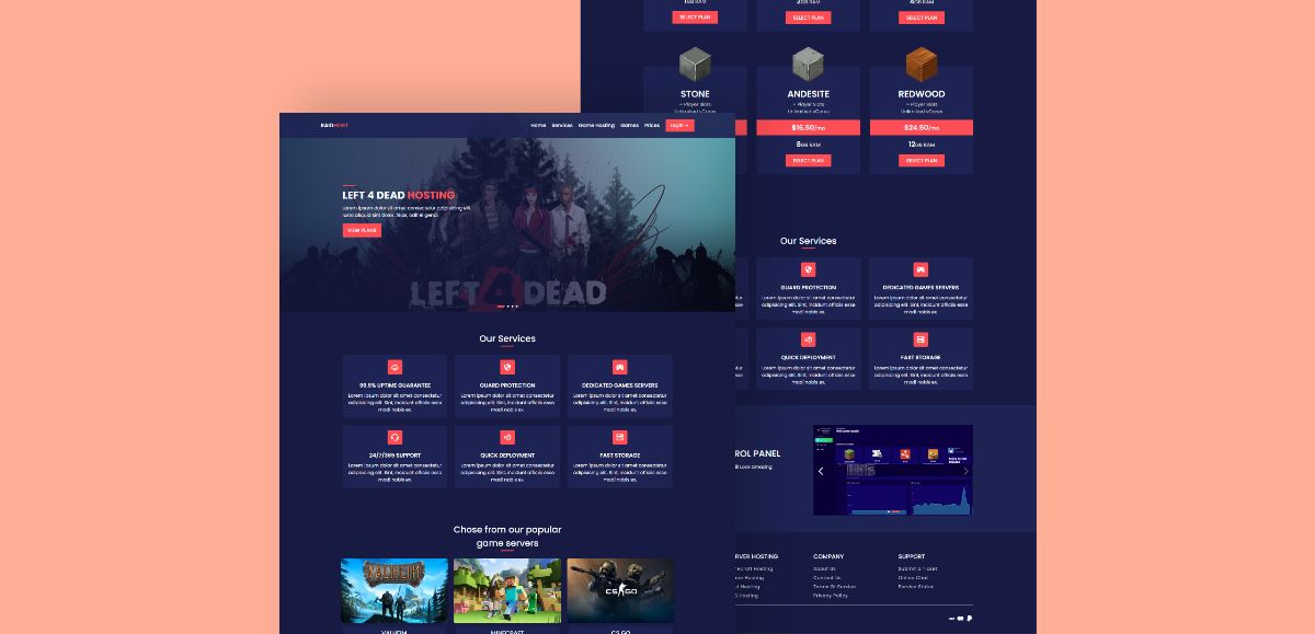 Responsive Game Server Website Using HTML CSS And JavaScript - Buymeacoffee