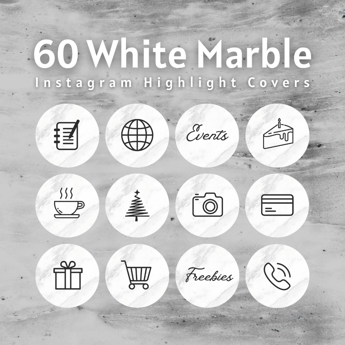 60 White Marble Minimalist Instagram Highlight Covers Icon Pack ...