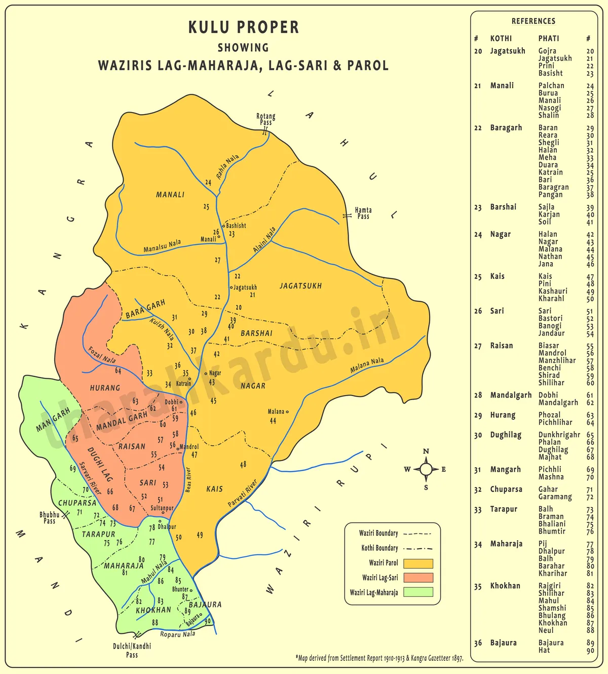 Map of Kulu Proper — Tharah Kardu
