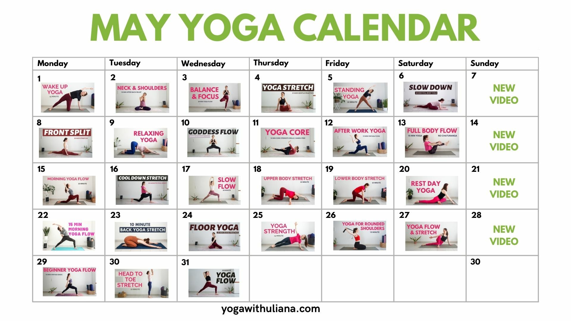 May 2023 Yoga Calendar — Uliana - Buymeacoffee