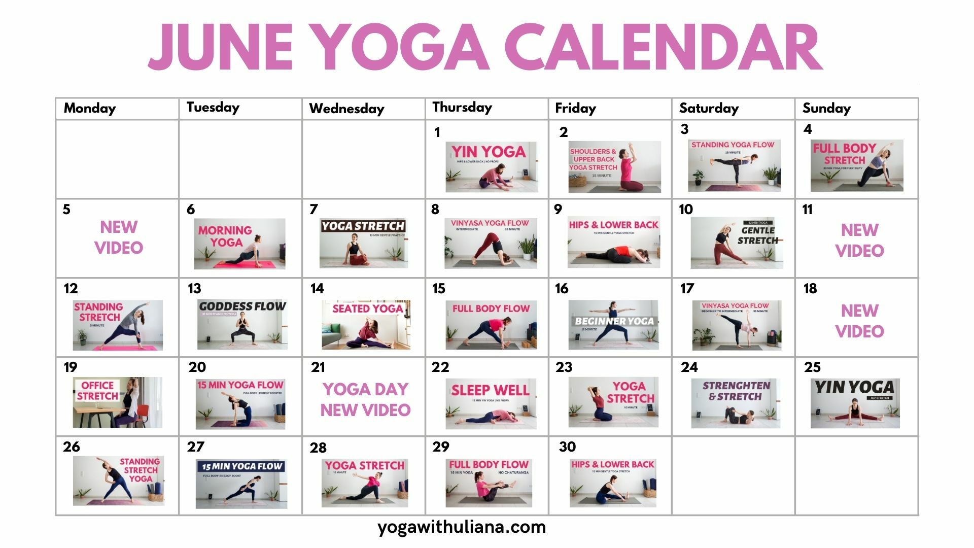 June 2023 Yoga Calendar — Uliana - Buymeacoffee