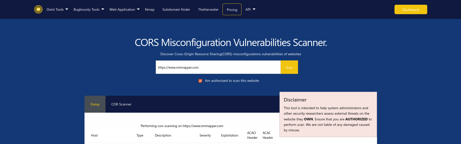 CORS Misconfiguration Scanner — Nmmapper - Buymeacoffee CORS Misconfiguration Scanner — Nmmapper - Buymeacoffee