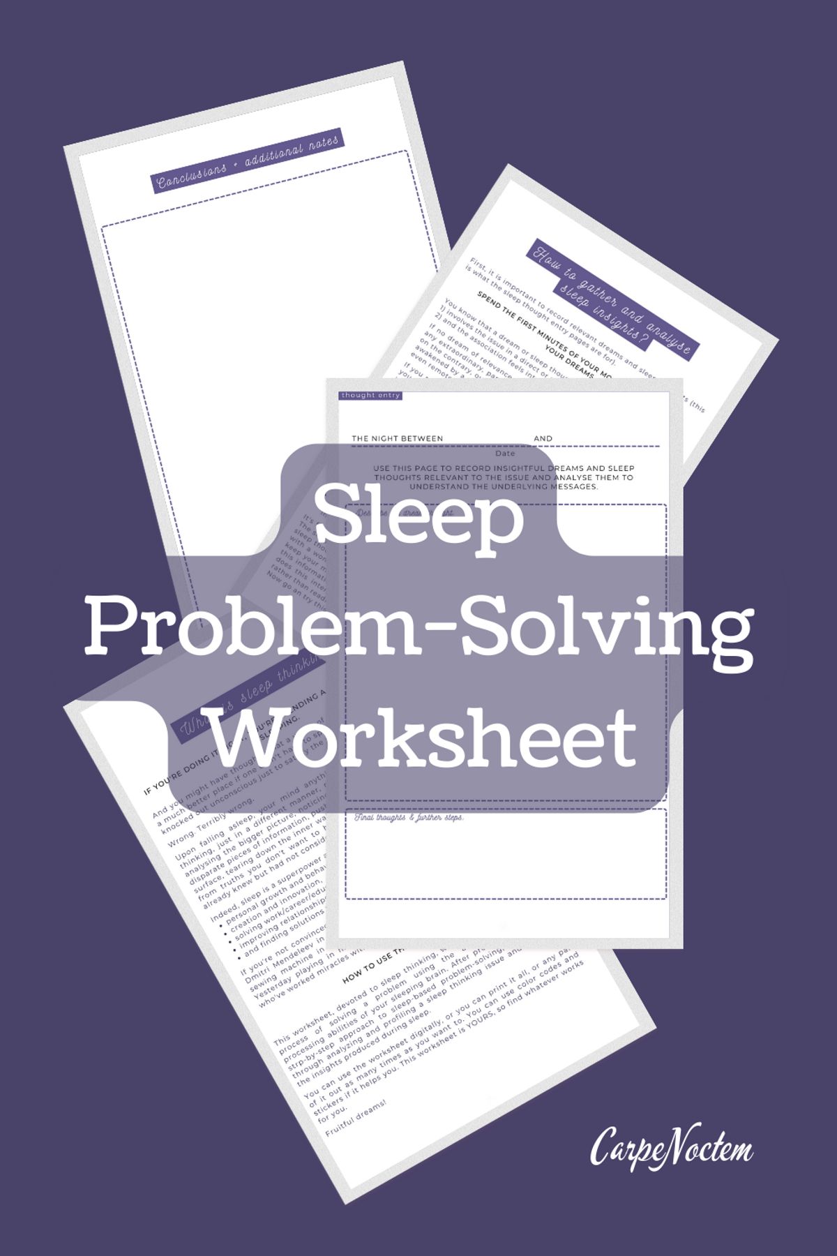 Sleep Problem-Solving Worksheet — Jūlija B - Buymeacoffee
