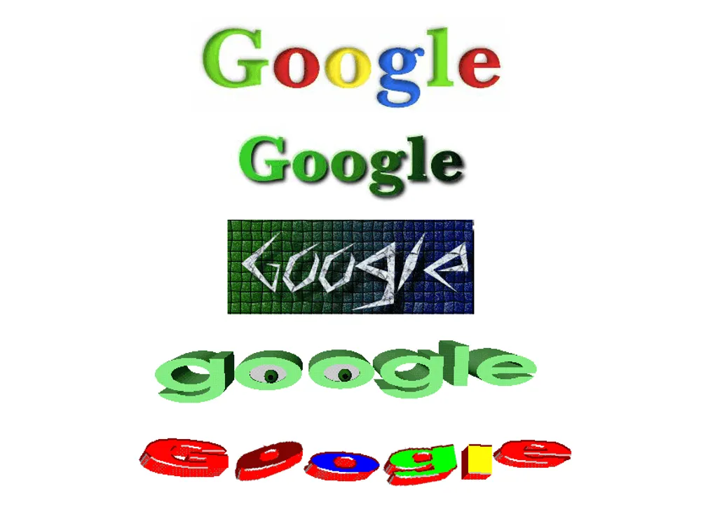 Rare early versions of the Google logo circa 1997 — Web Design Museum ...