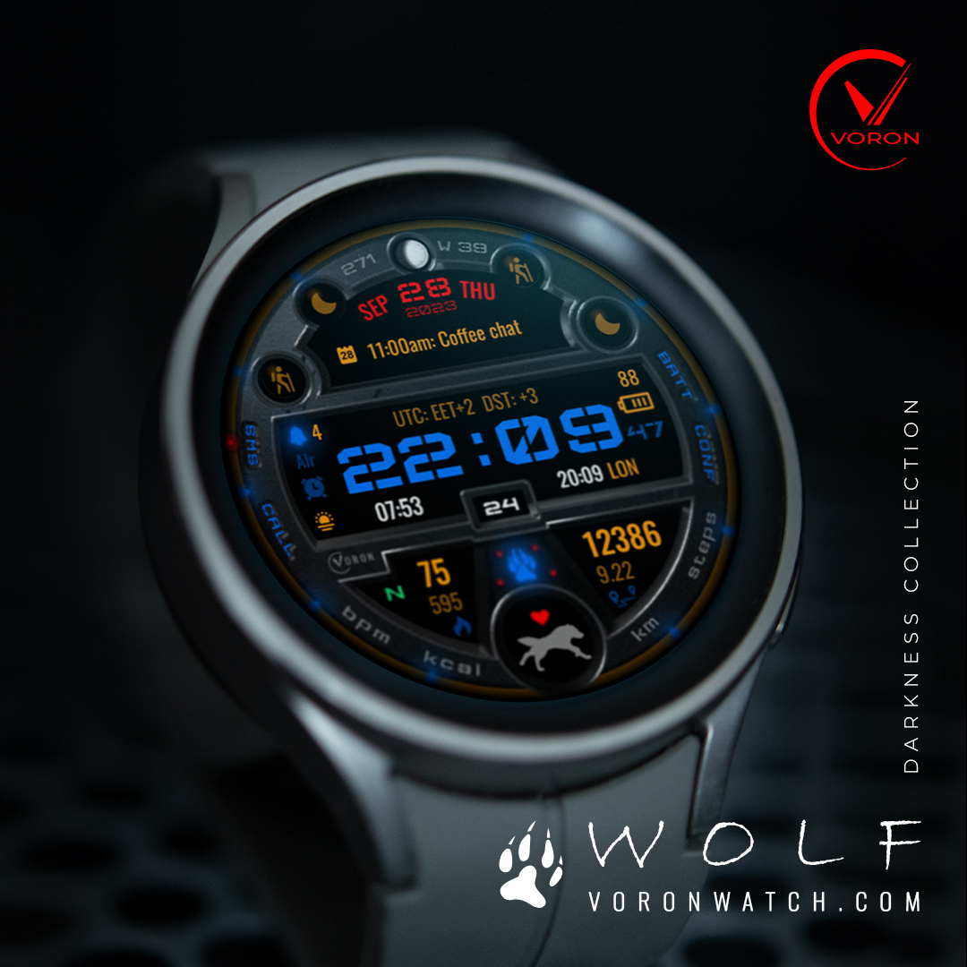 ⌚️ “WOLF” INFORMATIVE DIGITAL WATCH FACE — Voron Watch Design ...