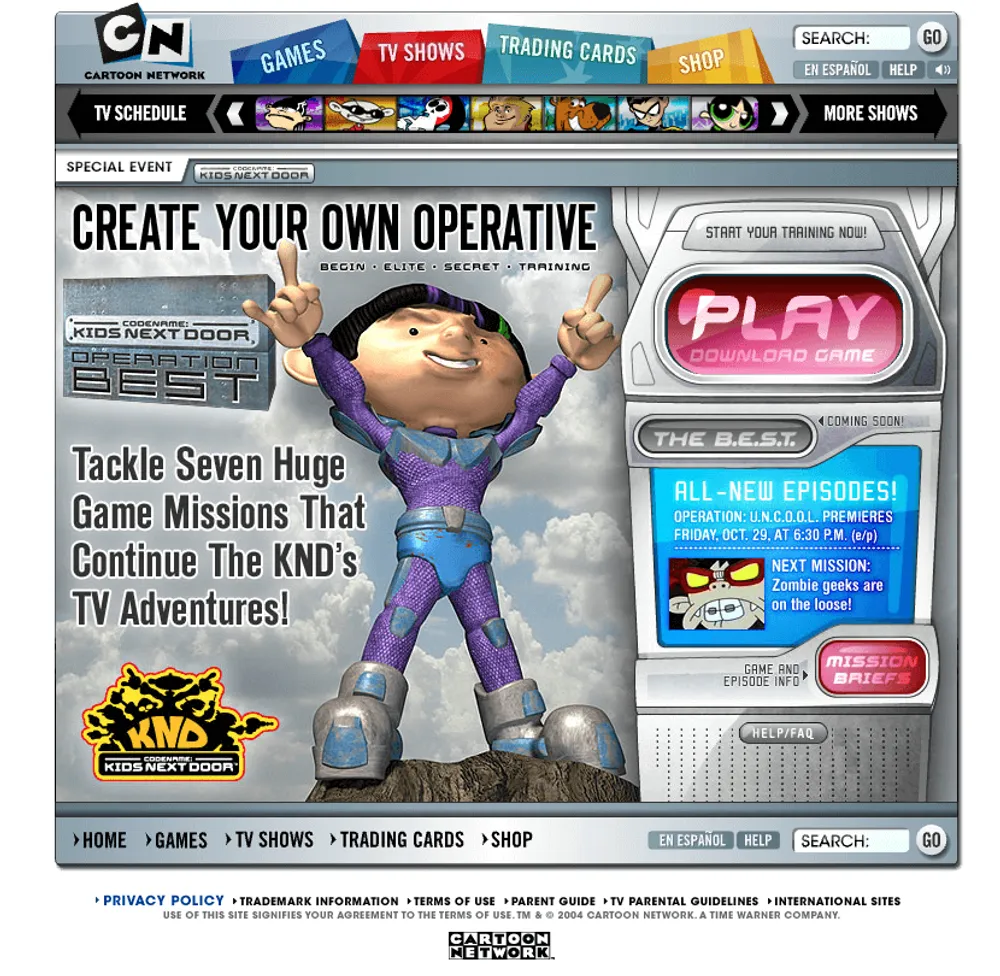 Cartoon Network website in 2004 — Web Design Museum - Buymeacoffee