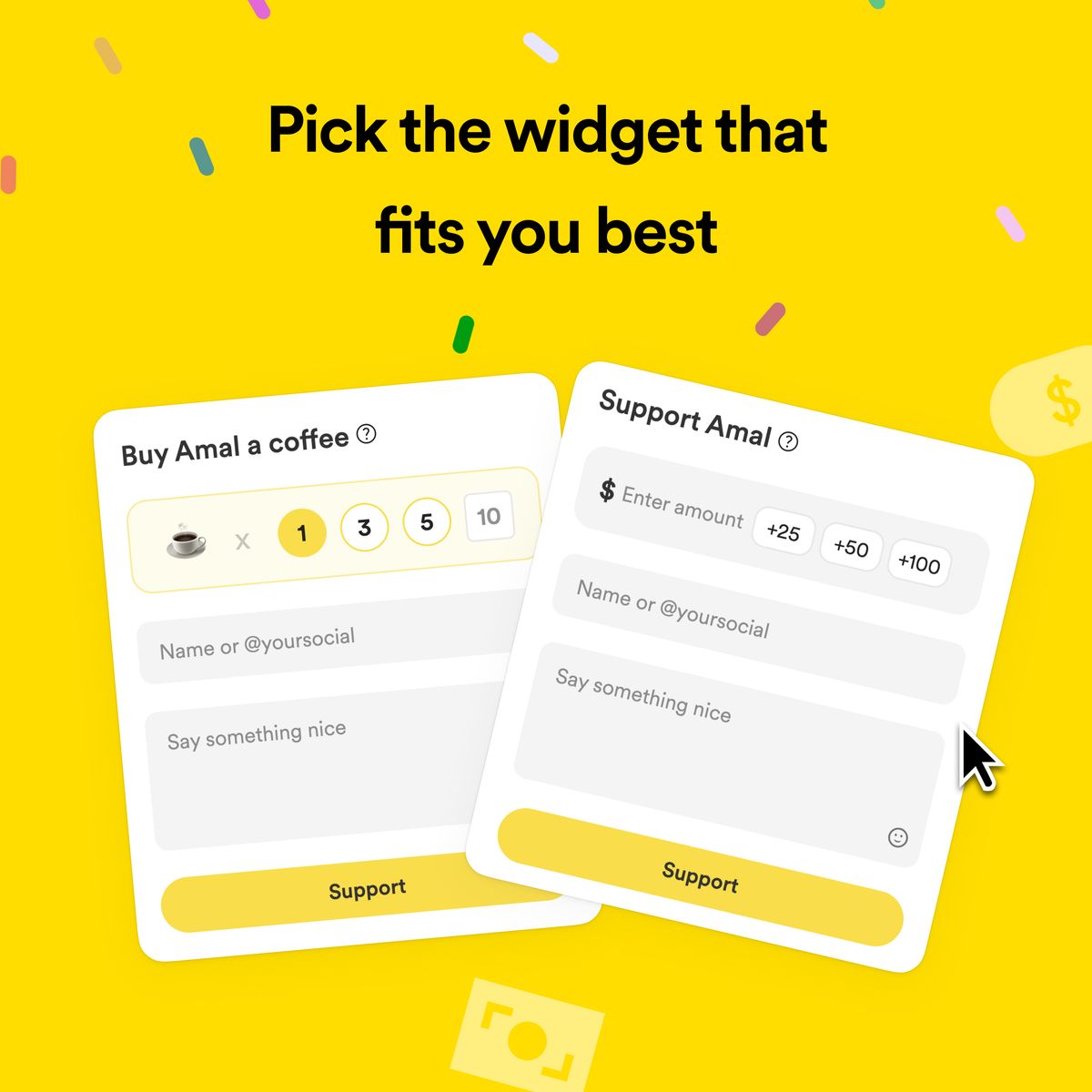Choose Your Support Widget Layout Today — Buy Me a Coffee - Buymeacoffee