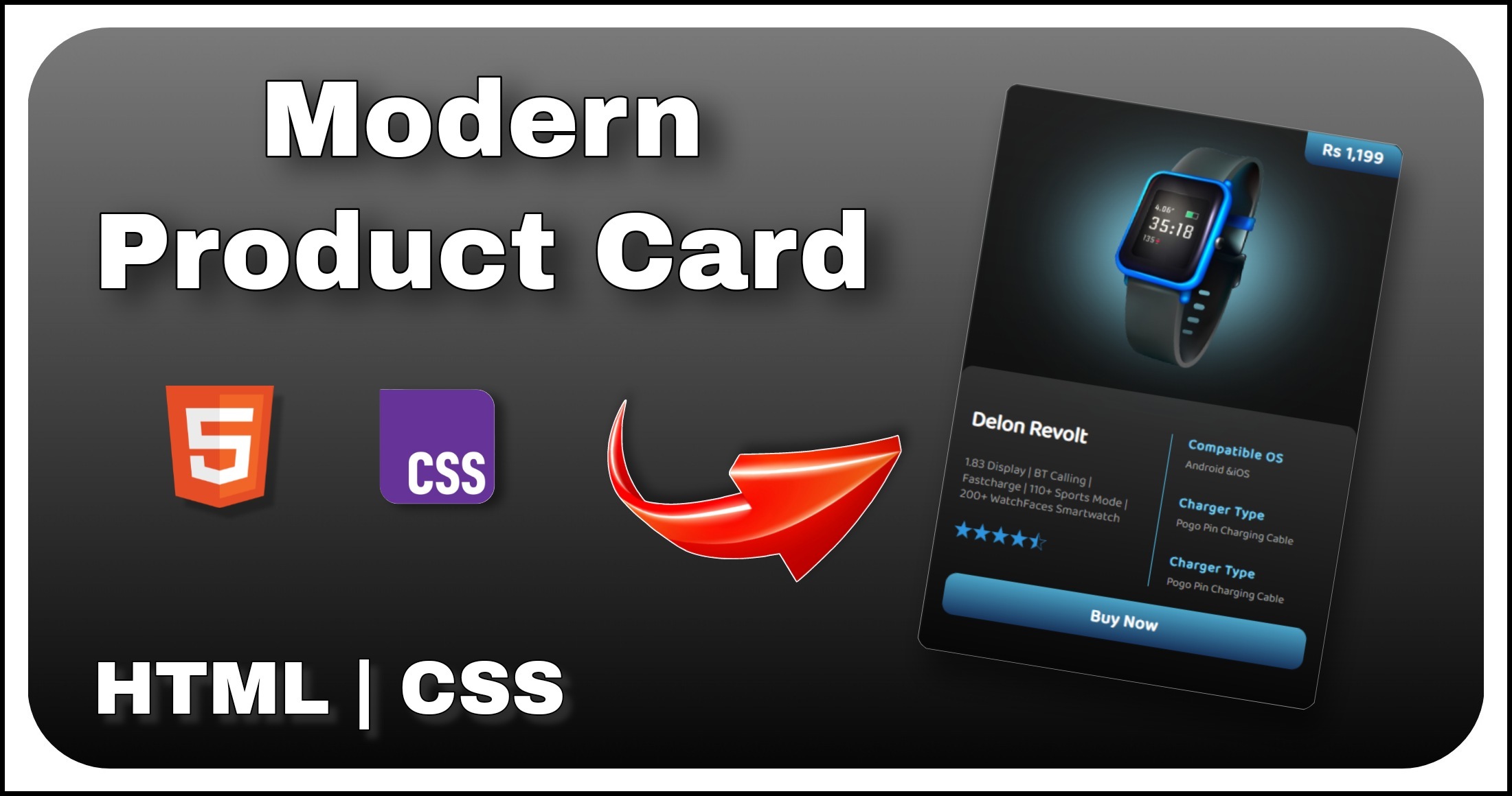 Responsive Product Card using HTML and CSS — Smart UI Studio - Buymeacoffee