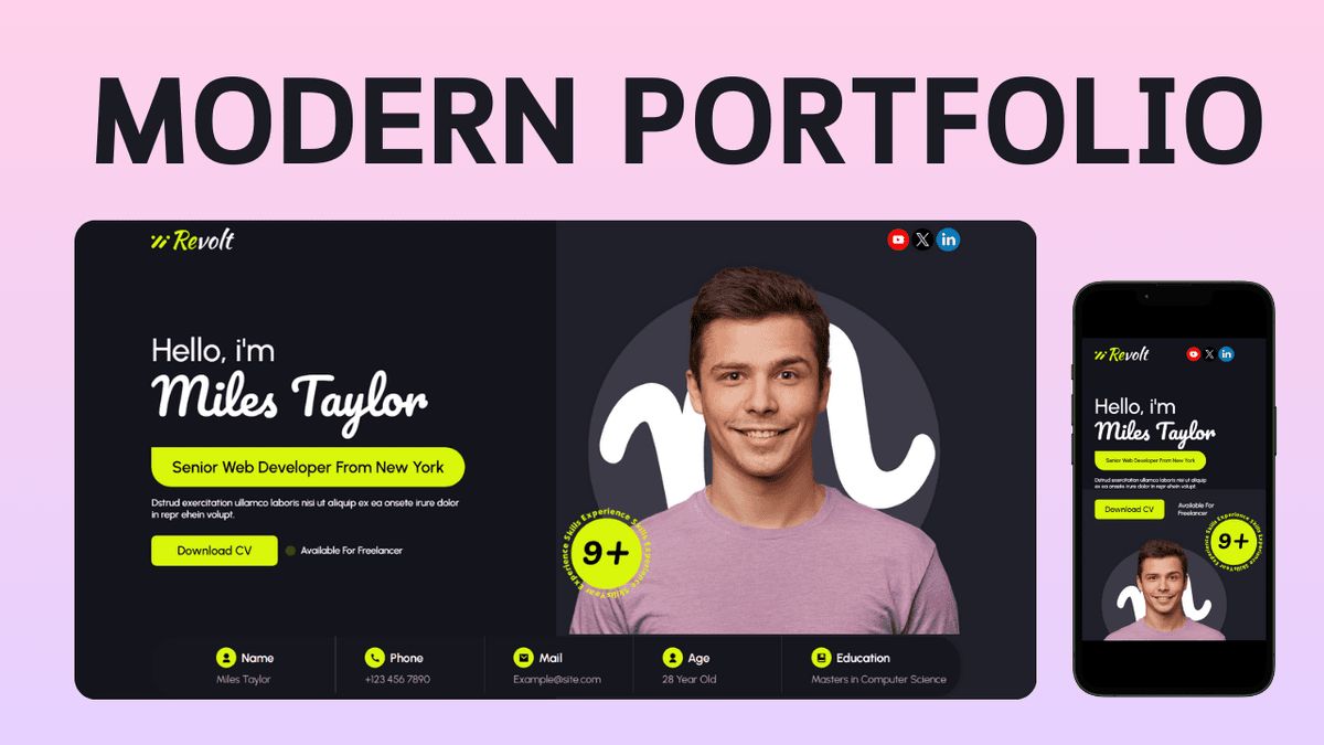 A Modern Portfolio Website Header Template - Source Code and Resource Code — K2infocom ...