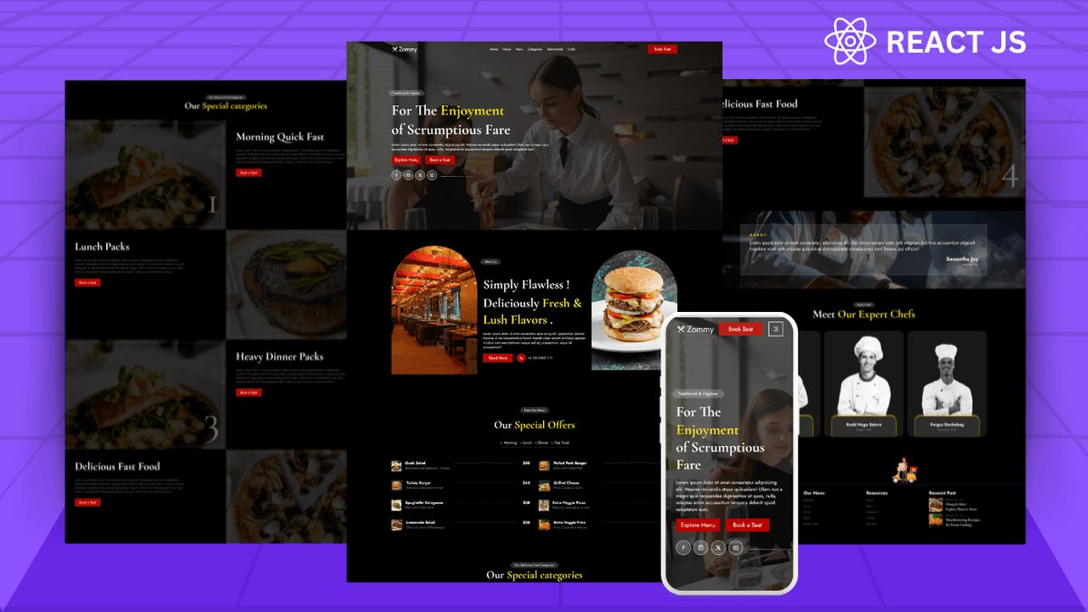 React JS Food Delivery Website Template : Fully Mobile Responsive Restaurant website 🔥 ...