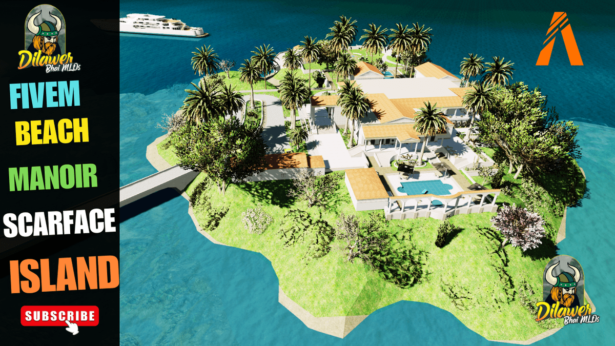 Fivem Beach Manoir Scarface island gta 5 Tm mansion with add secret ...