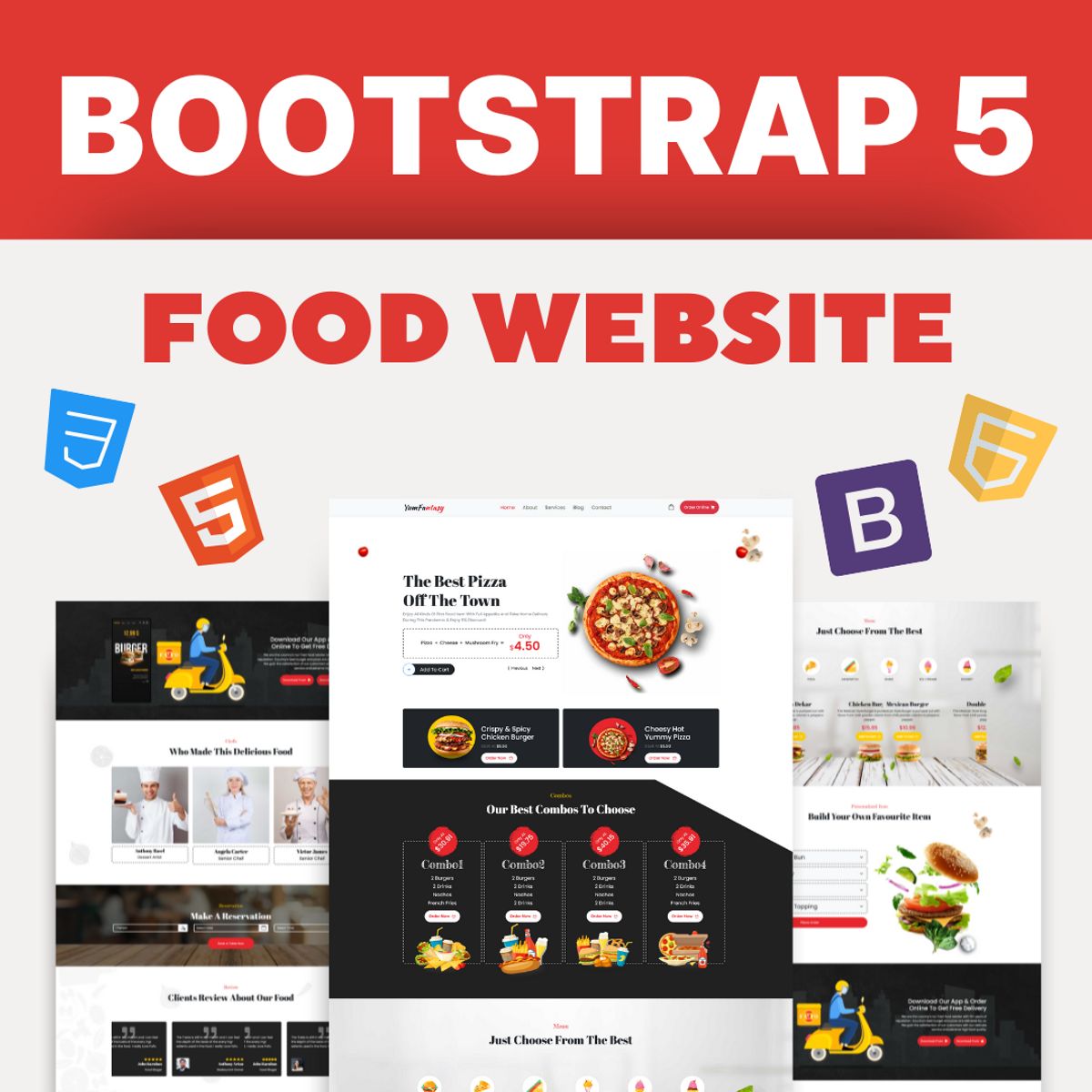 Responsive Food Website Design Template HTML CSS and JavaScript and ...