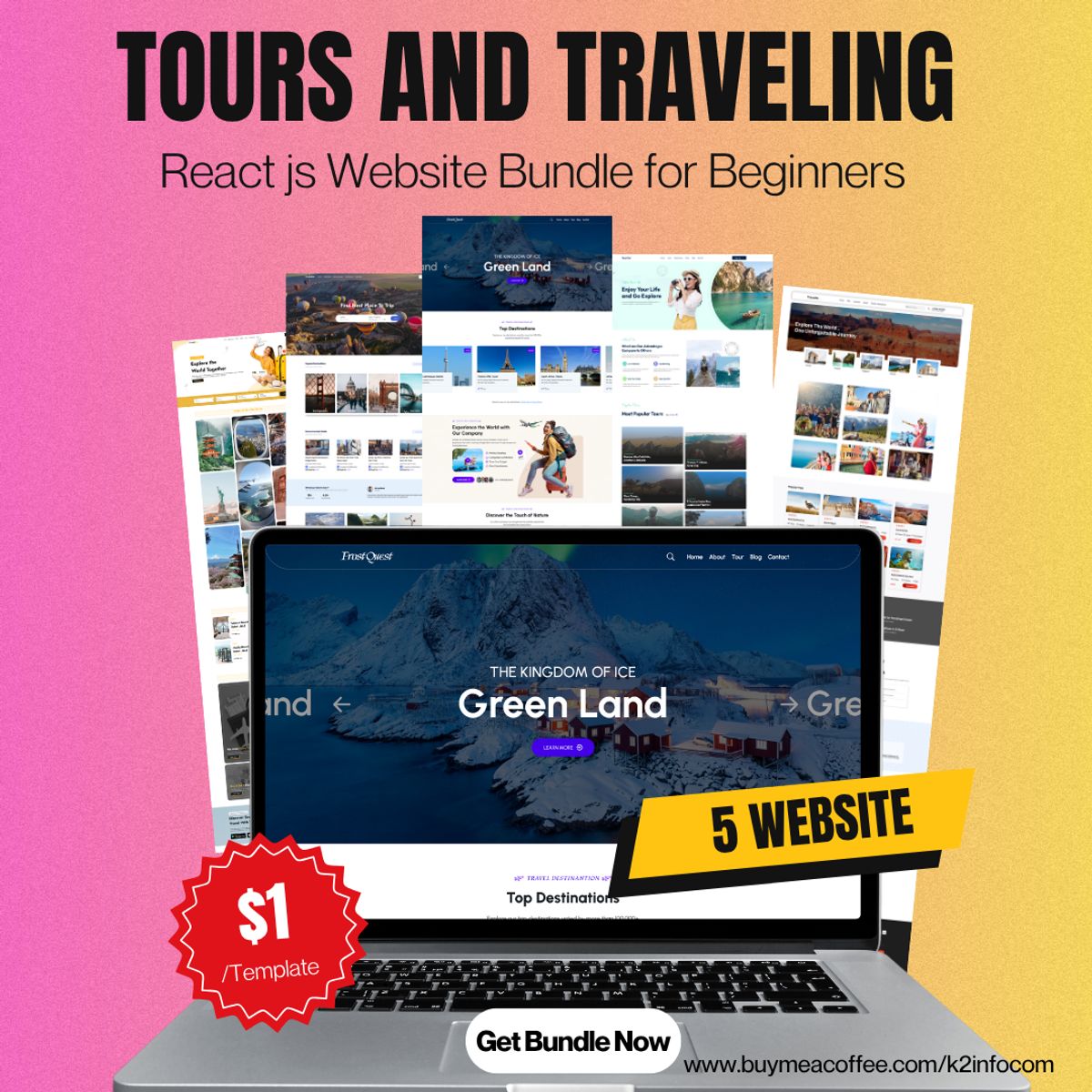 🌍 Tours & Traveling React JS Website Bundle for Beginners | 5 Templates ...