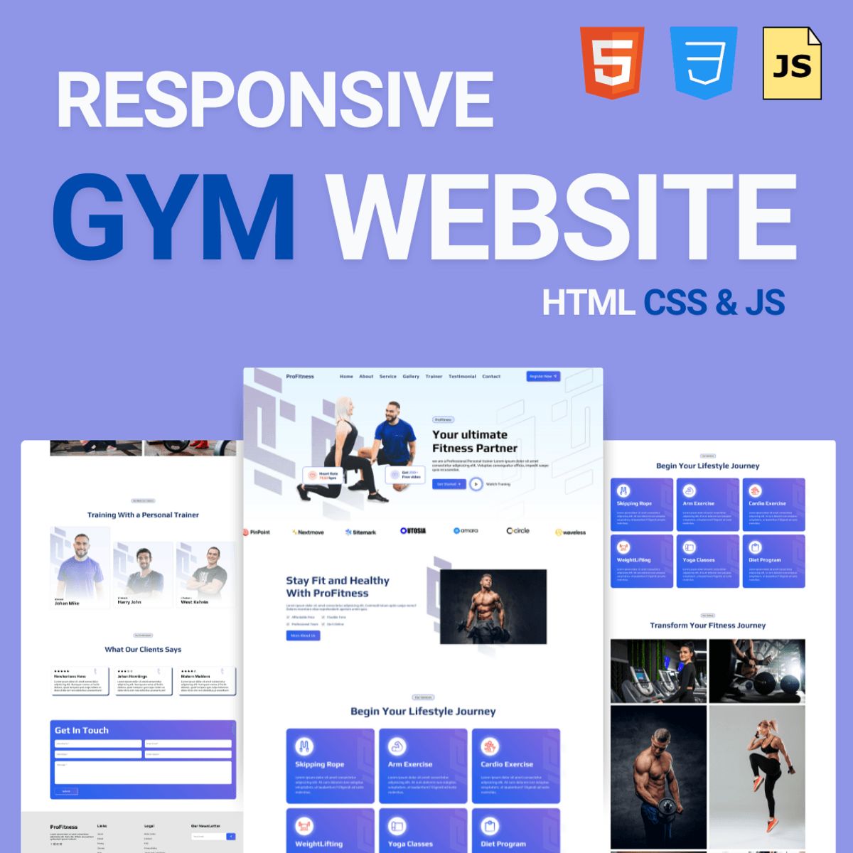 Amazing GYM Landing Page Template Source Code & Resources - HTML CSS ...