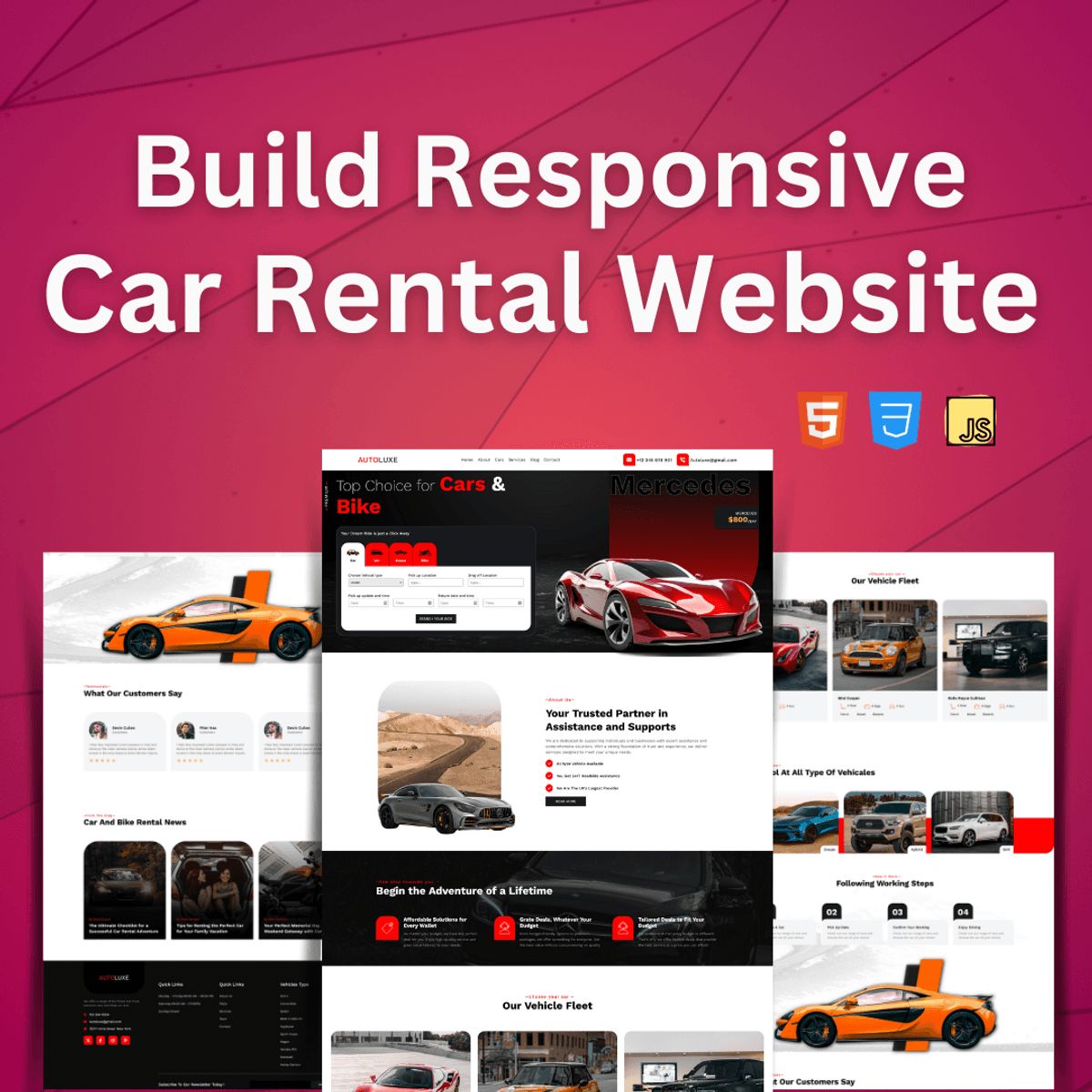 Car Rental Website Design Using HTML, CSS, and JS (Fully Responsive) — K2infocom - Buymeacoffee