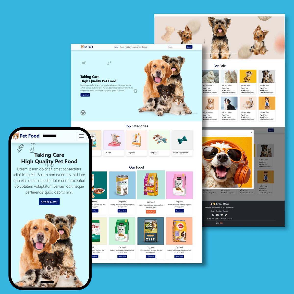 Pet Website Using HTML Bootstrap & JS | Pet Food Pet Buy and Sell ...