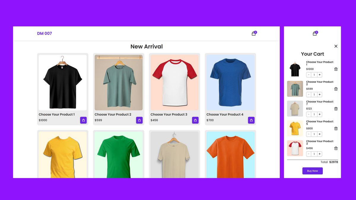 How to Create Add to cart | Shopping Cart using HTML CSS and JS — DM 007 - Buymeacoffee