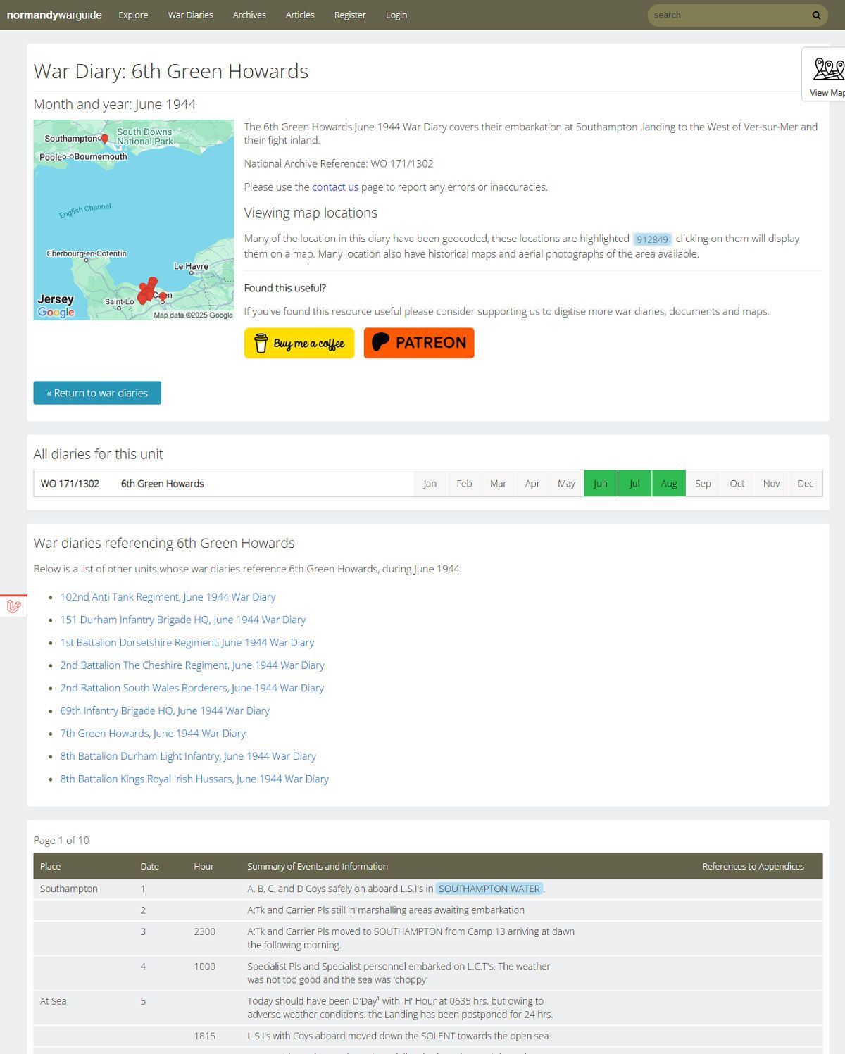 Project Update: Cross-Referencing War Diaries — WW2 Normandy War Guide - Buymeacoffee