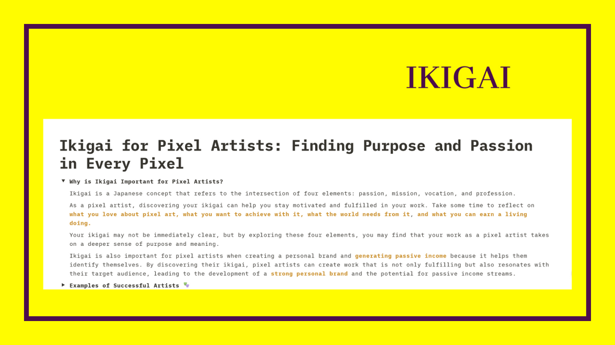 Ikigai for Pixel Artists: Finding Purpose and Passion in Every Pixel ...