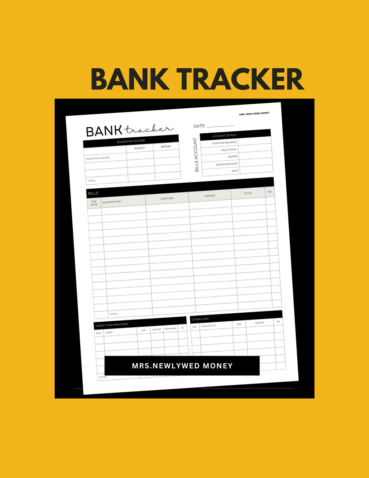 BANK TRACKER SHEET (Digital Download) - Buymeacoffee