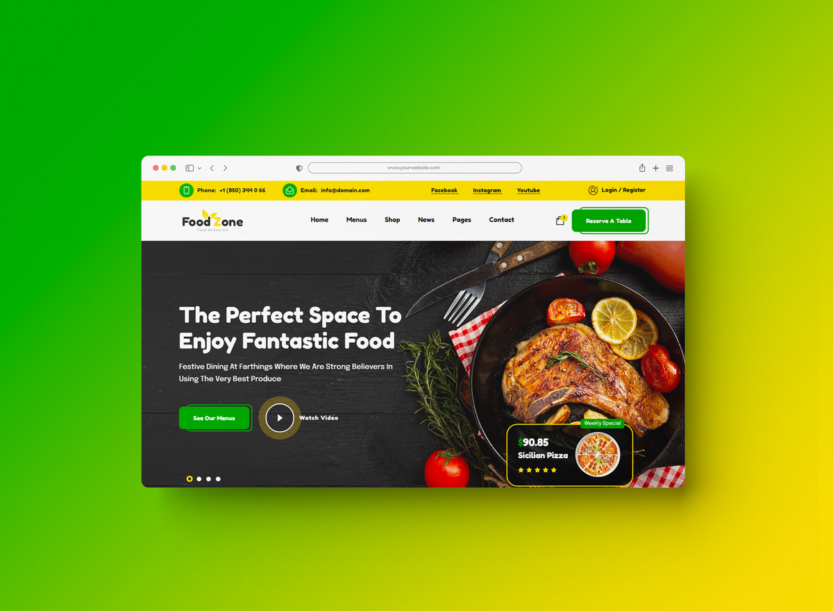 Food Restaurant website frontend design - Buymeacoffee