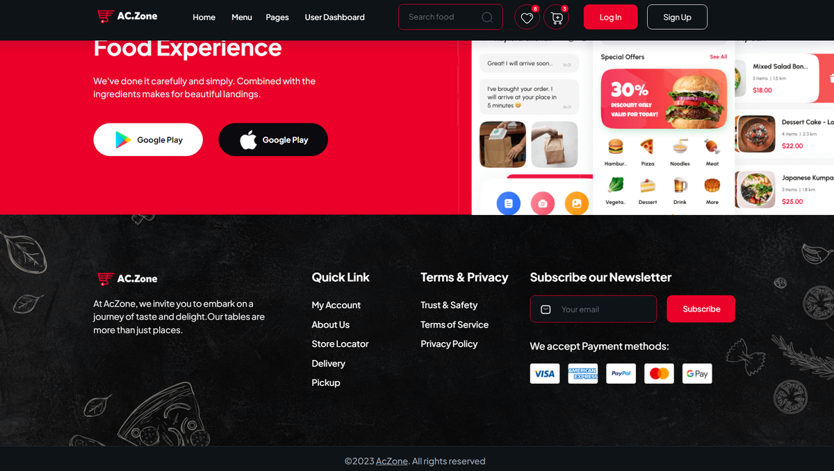 Food Restaurant Website Templates - Buymeacoffee