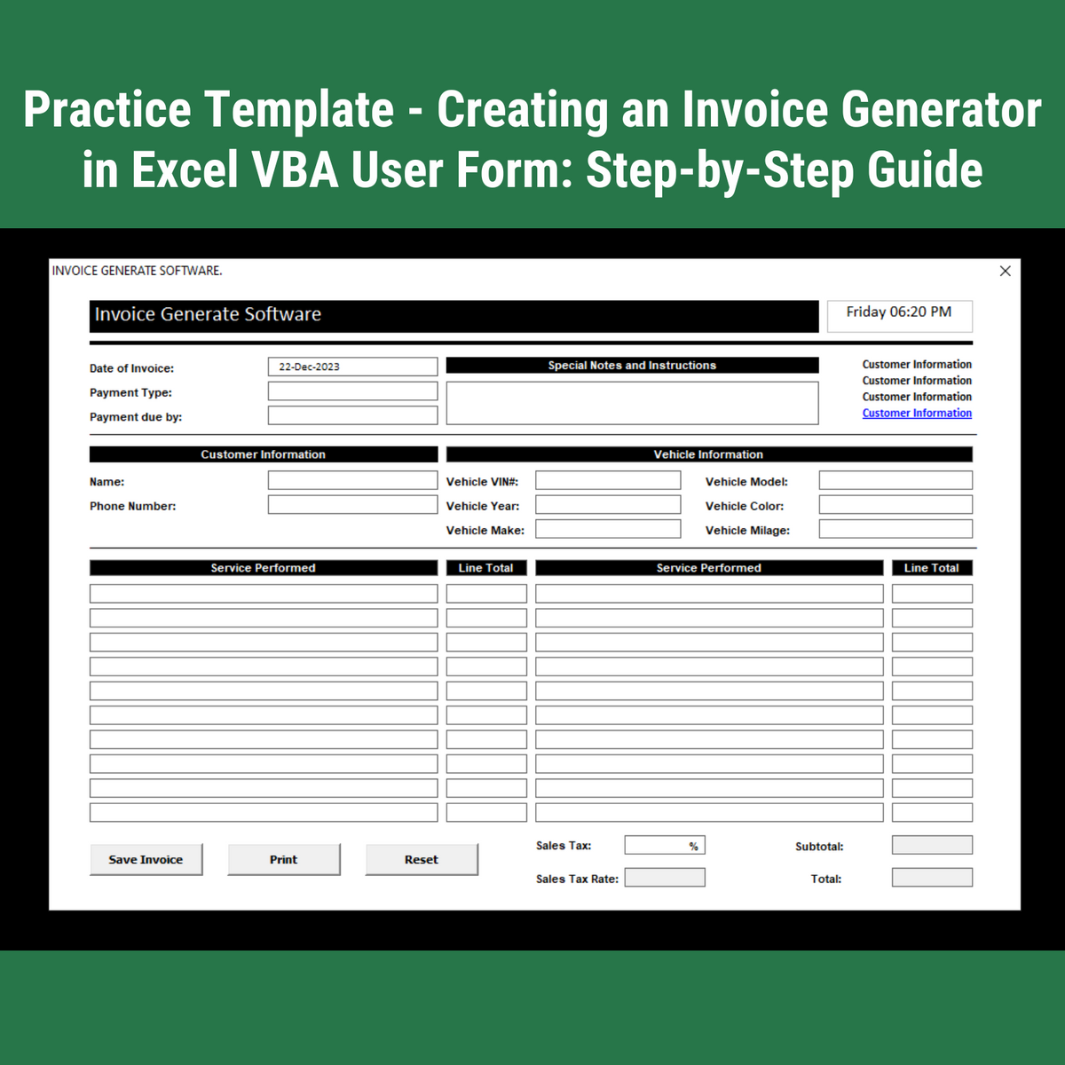 Creating An Invoice Generator In Excel Vba User Form Step By Step 3579