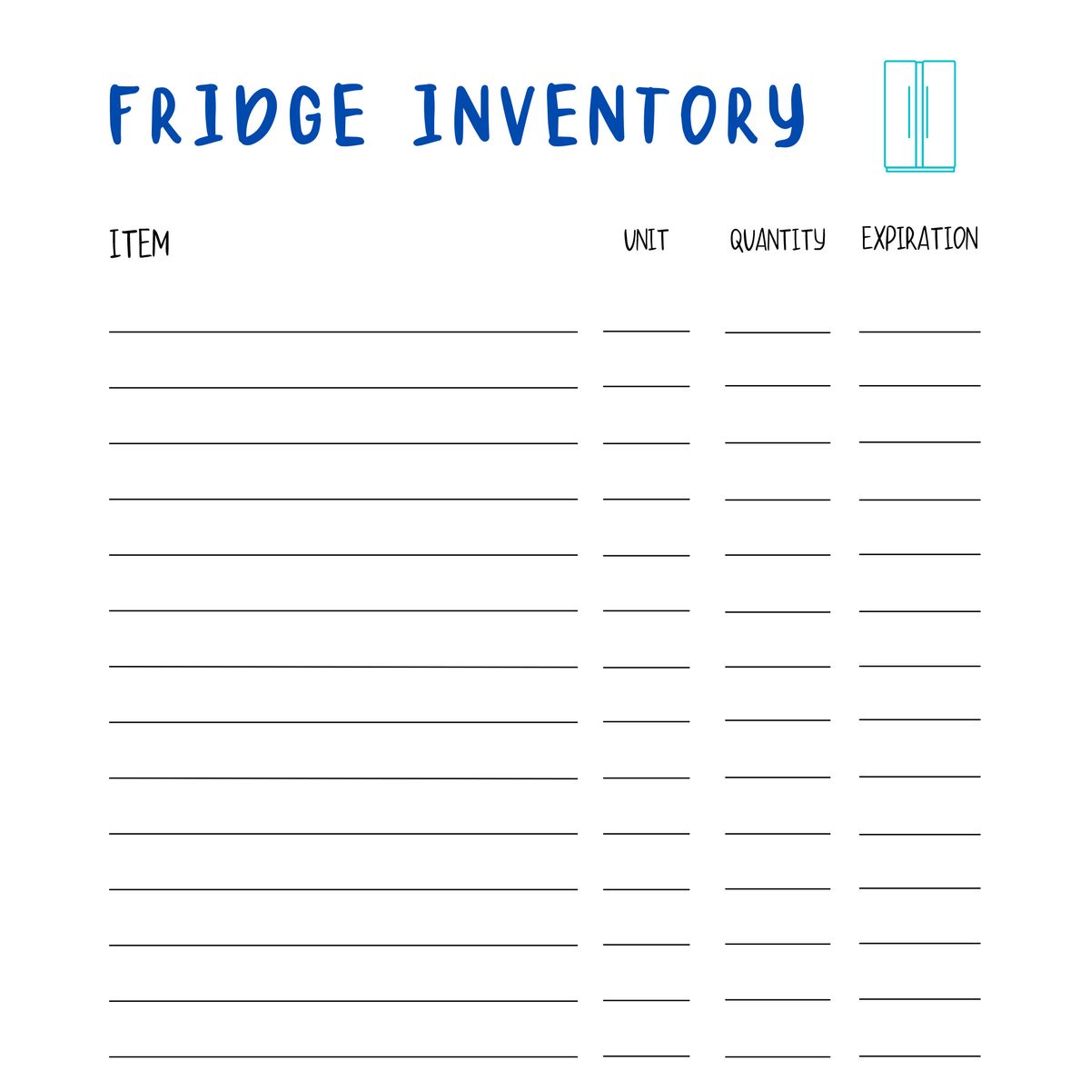 Fridge Inventory Printable PDF - Buymeacoffee