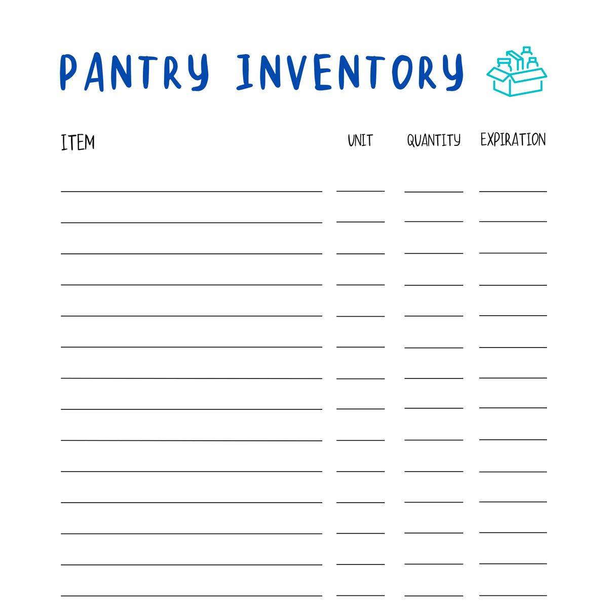 Pantry Inventory Printable PDF - Buymeacoffee