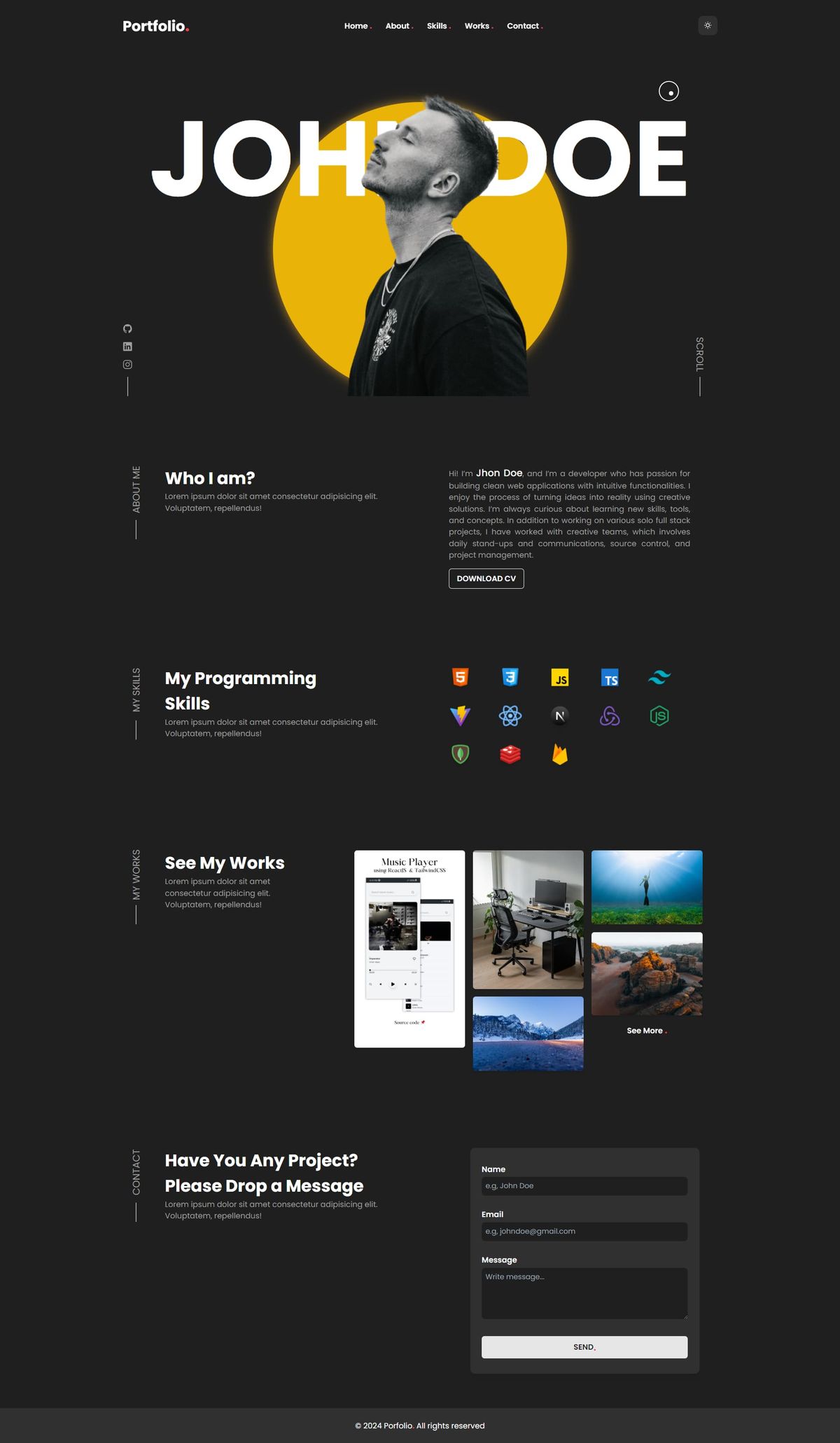 Beautiful & Responsive ReactJS Portfolio Website - Buymeacoffee