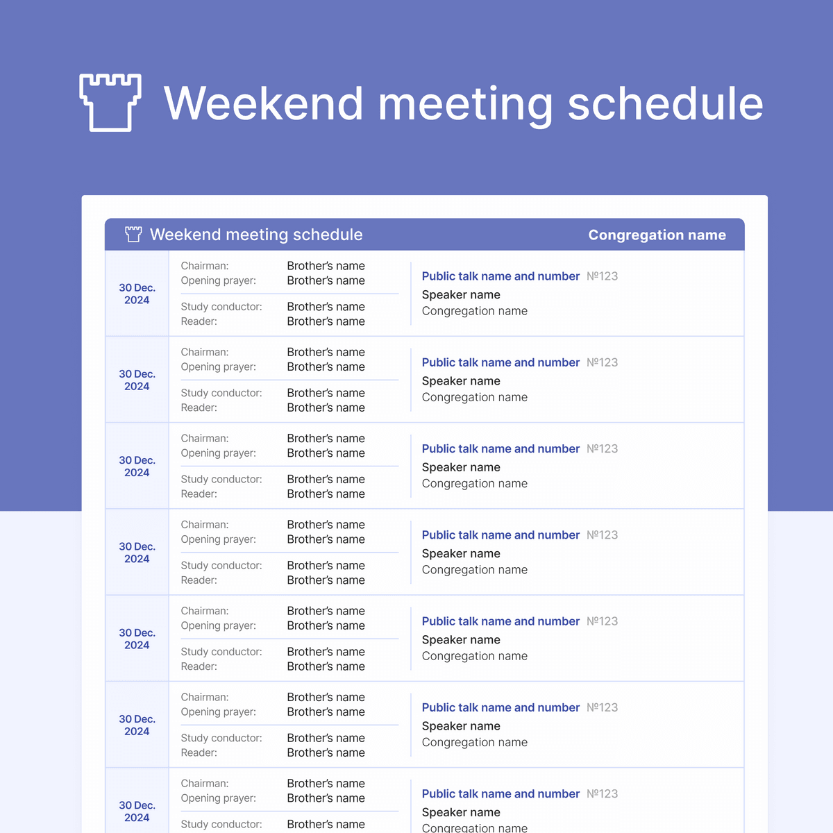 Weekend meeting schedule—Figma template - Buymeacoffee
