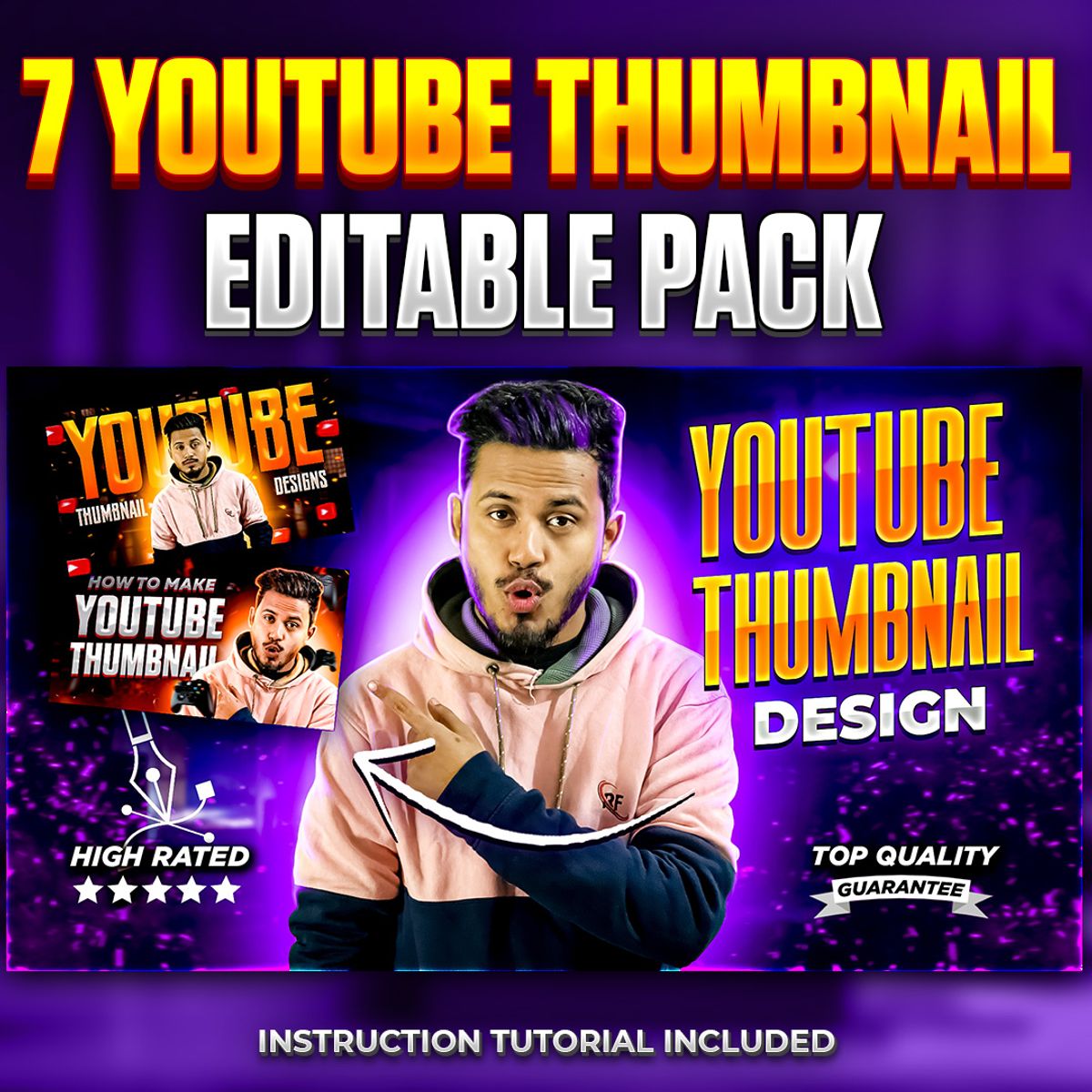 7 Premium YouTube Thumbnail Pack (Editable) - Buymeacoffee