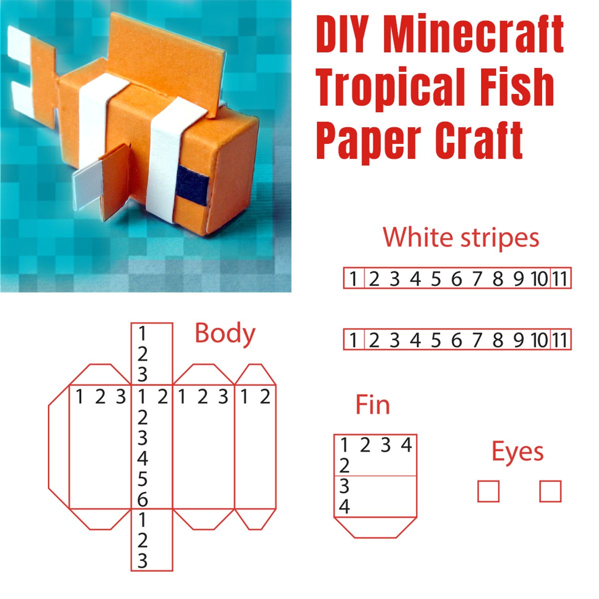 DIY Minecraft Tropical Fish Paper Craft Template - Buymeacoffee