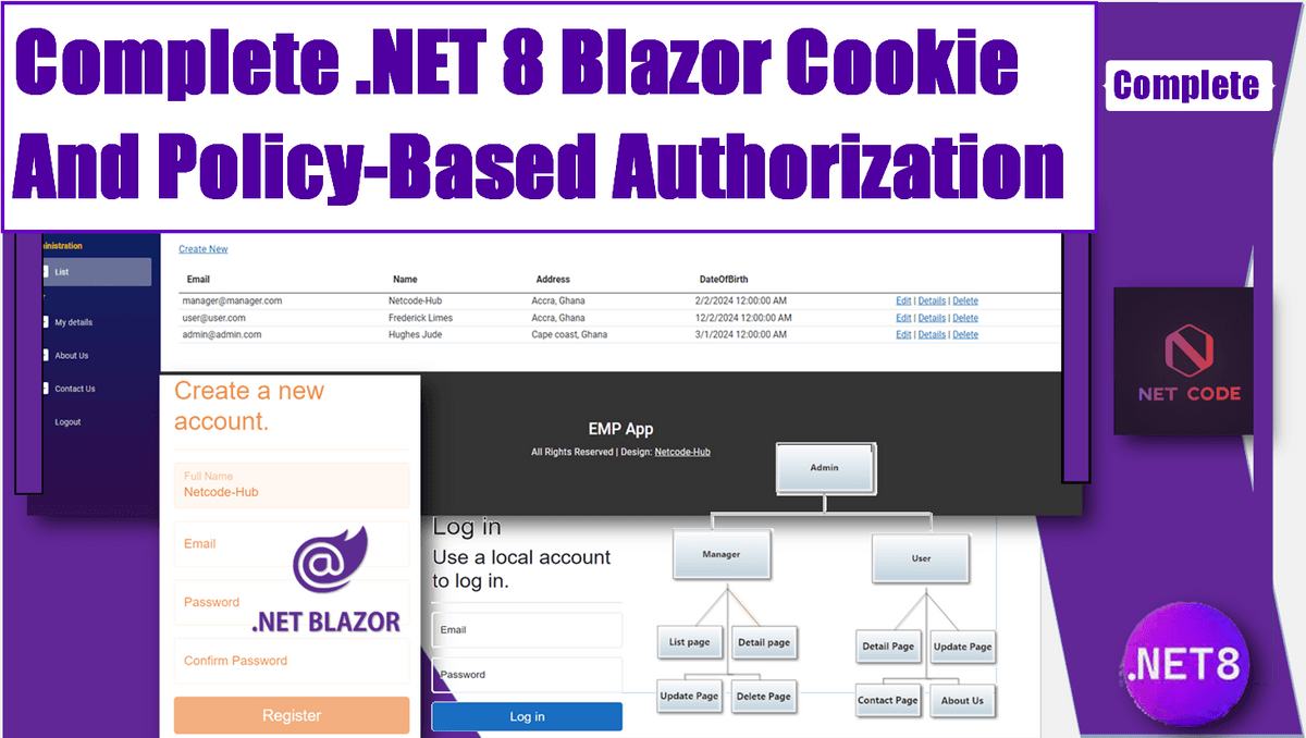 Complete .NET 8 Blazor Cookie & Policy-Based Authorization with Custom Requirement using ...