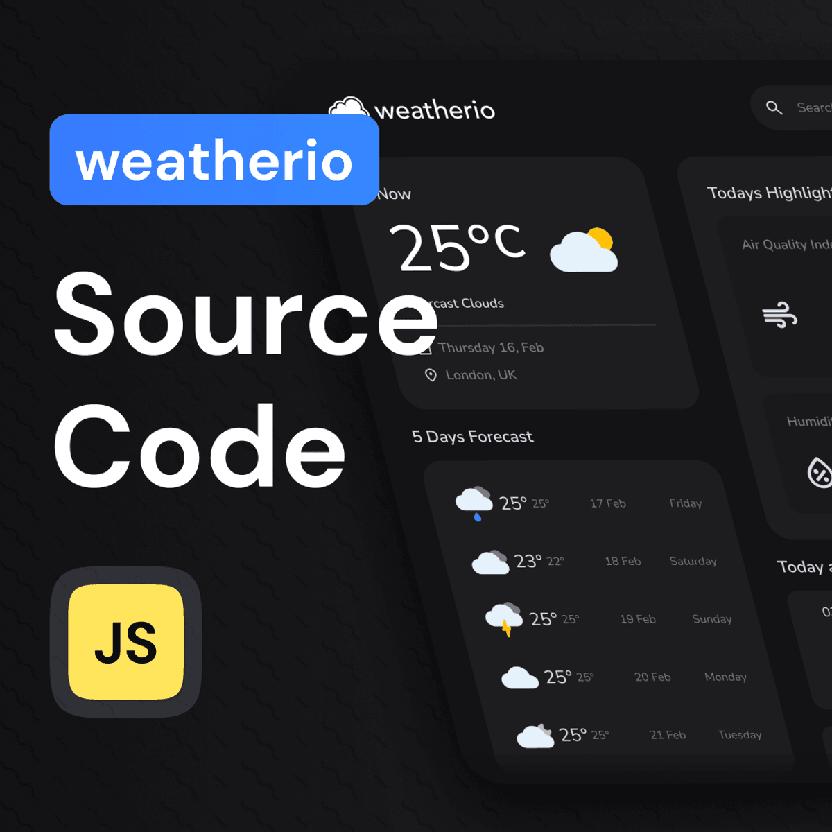 Weatherio - Weather application source code - Buymeacoffee