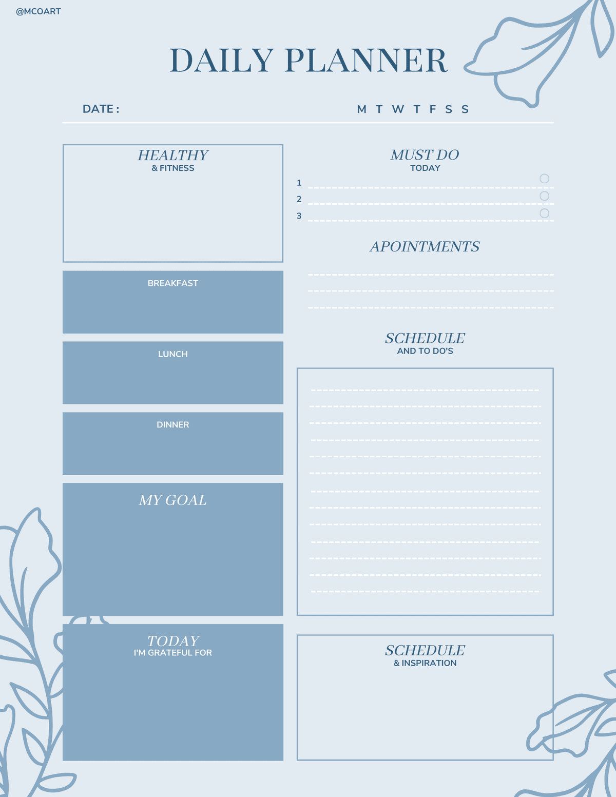 BLUE PLANNER SHEET - Buymeacoffee