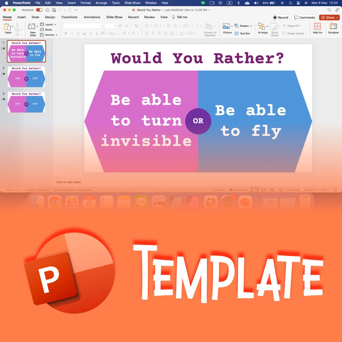 Would you Rather Questions in PowerPoint Free Template - Buymeacoffee