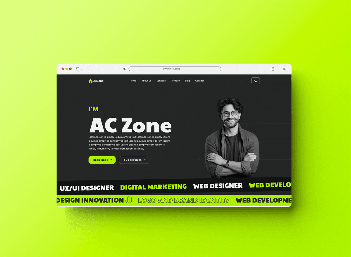 Animated Portfolio Website using Html CSS and JavaScript 😱 - Buymeacoffee