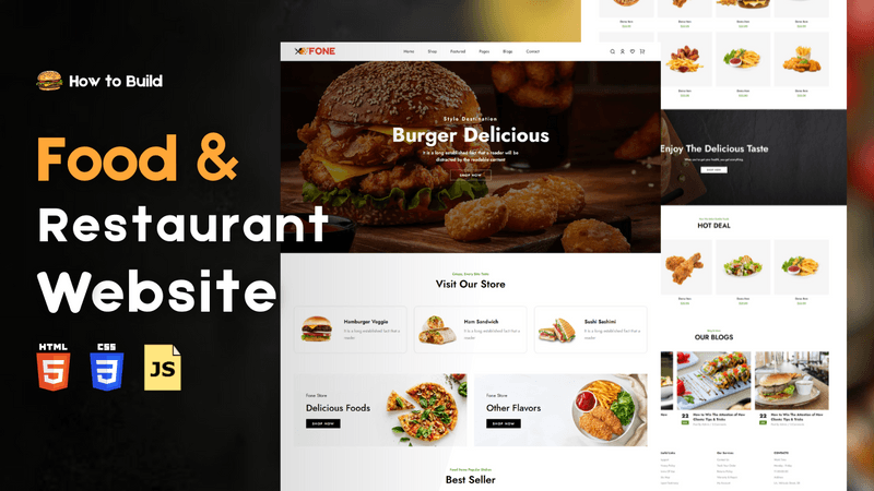 How To Make a Restaurant Website Using HTML CSS JavaScript | Complete ...