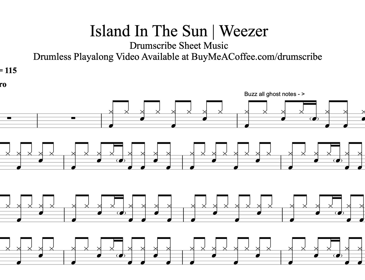 Island In The Sun - Weezer | Sheet Music PDF & GP Files - Buymeacoffee