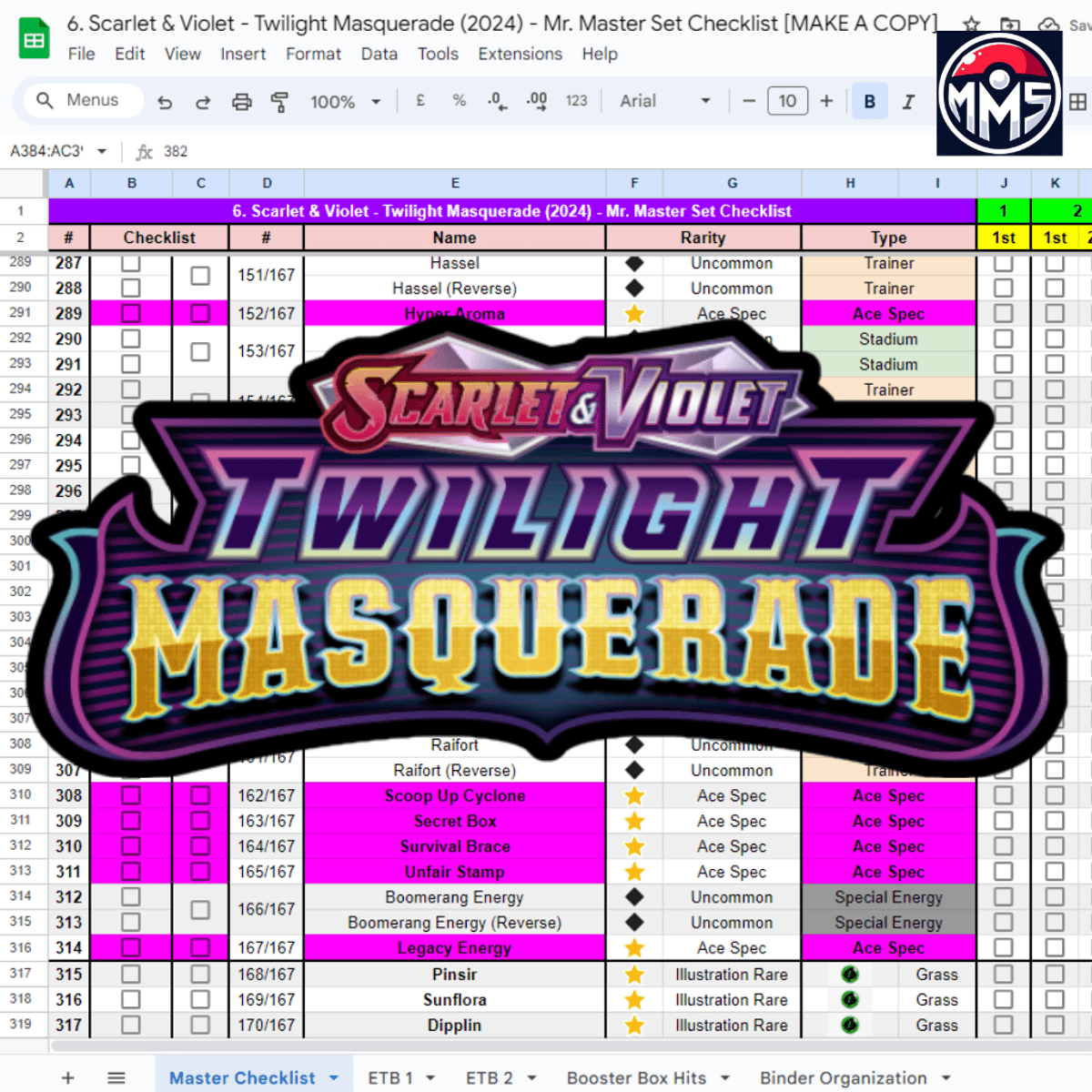 Twilight Masquerade - Master Set Checklist - 2024 (Google Sheet) - Buymeacoffee