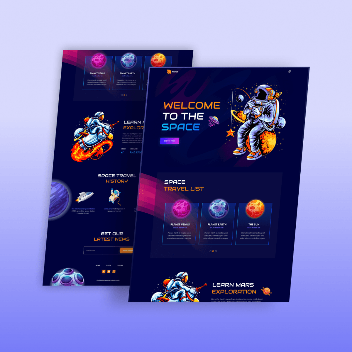 Responsive Space Website - Buymeacoffee