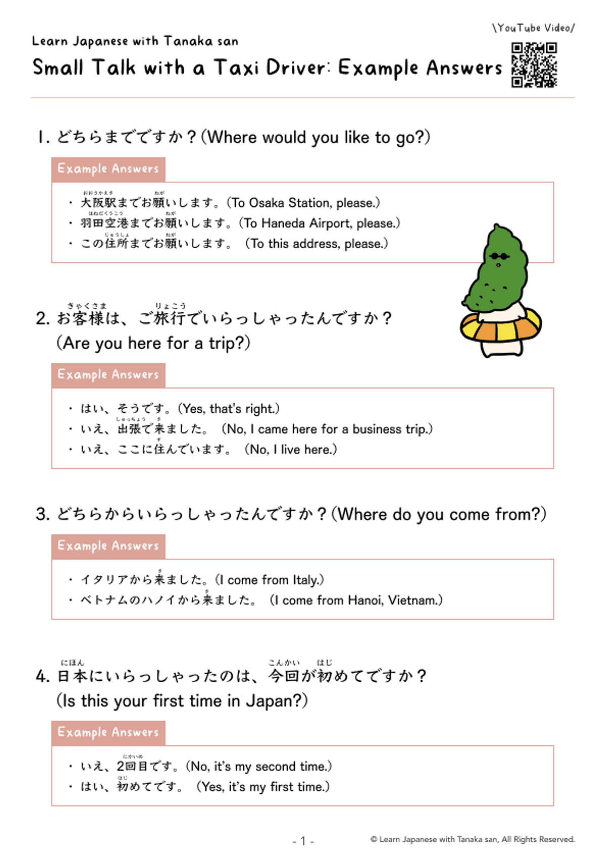 【FREE】Small Talk with a Taxi Driver | Example Answers - Buymeacoffee