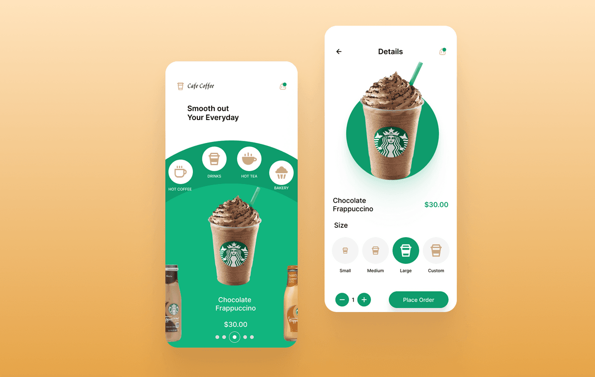 Starbucks App Ui Design - Buymeacoffee
