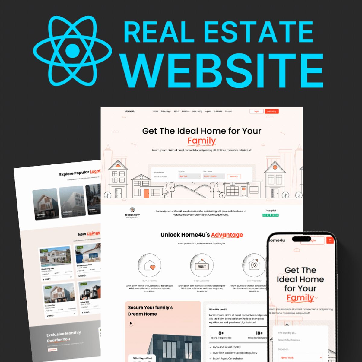 React JS- Modern Real Estate Website Template — K2infocom - Buymeacoffee