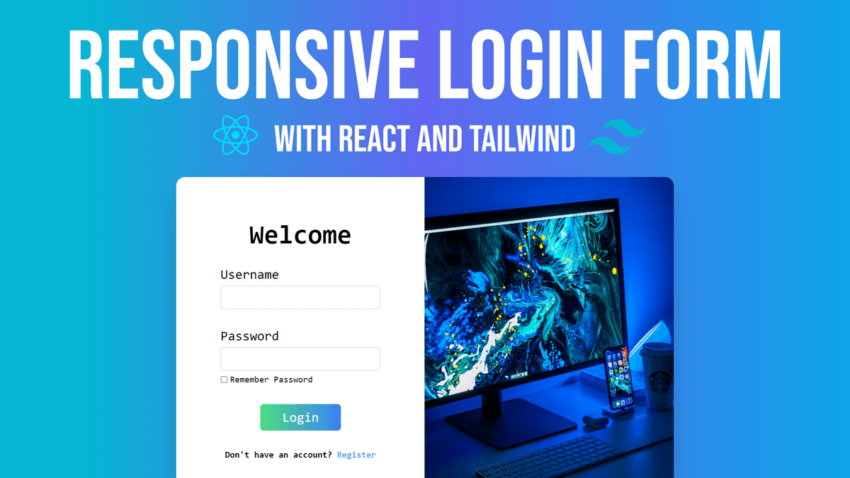 Responsive Login Form Using React & Tailwind | Source Code - Buymeacoffee