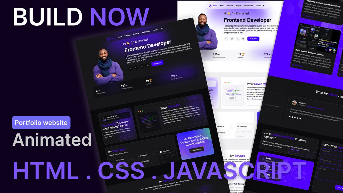 Create an Animated Portfolio Website with HTML, CSS & GSAP | Light & Dark Mode - Buymeacoffee