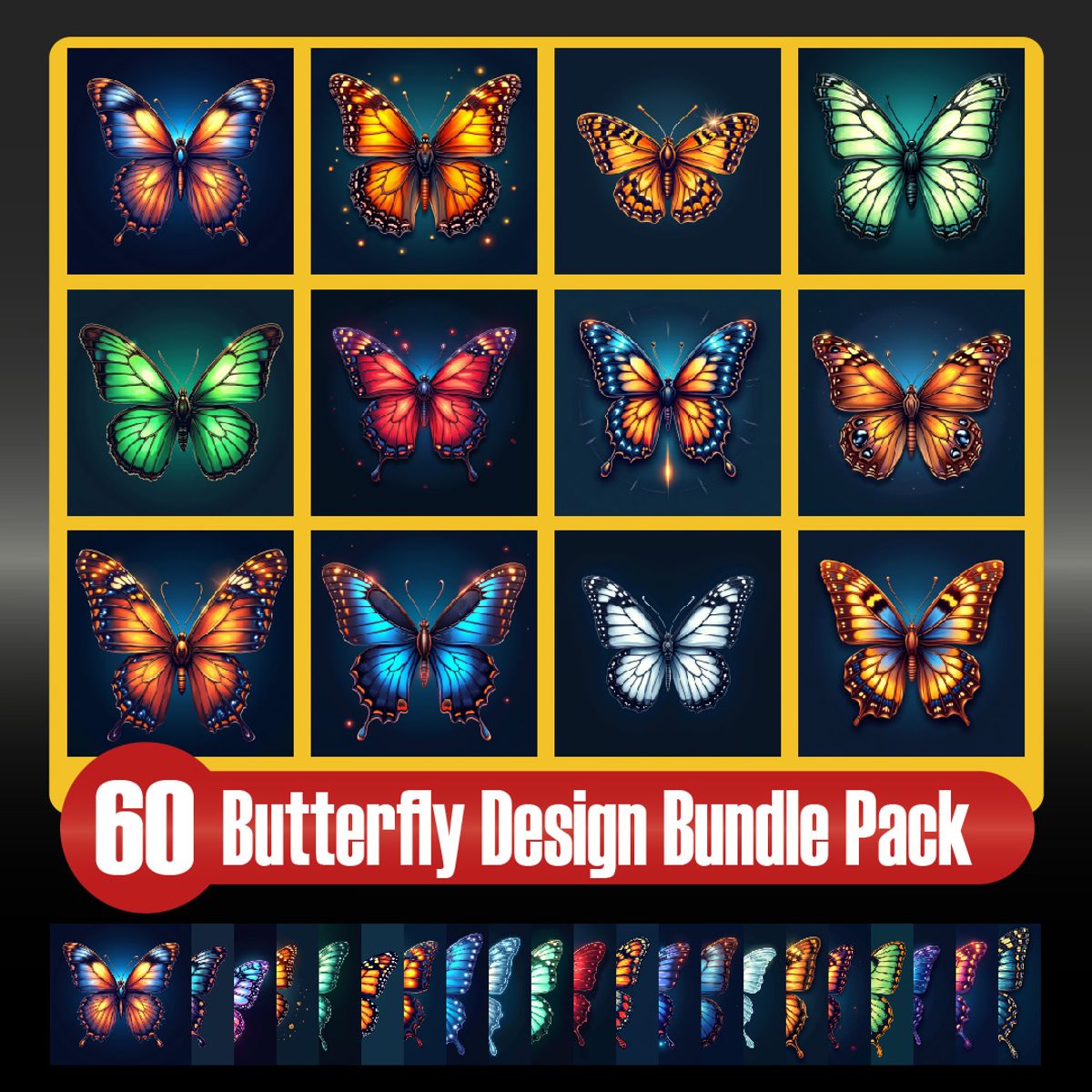 60 Butterfly Design Bundle Pack - Buymeacoffee